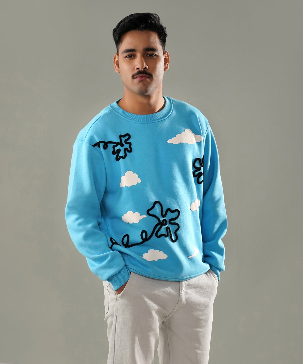 Blue Sky Sweatshirt – Velvet Dori & Puff Print Design | SMIK
